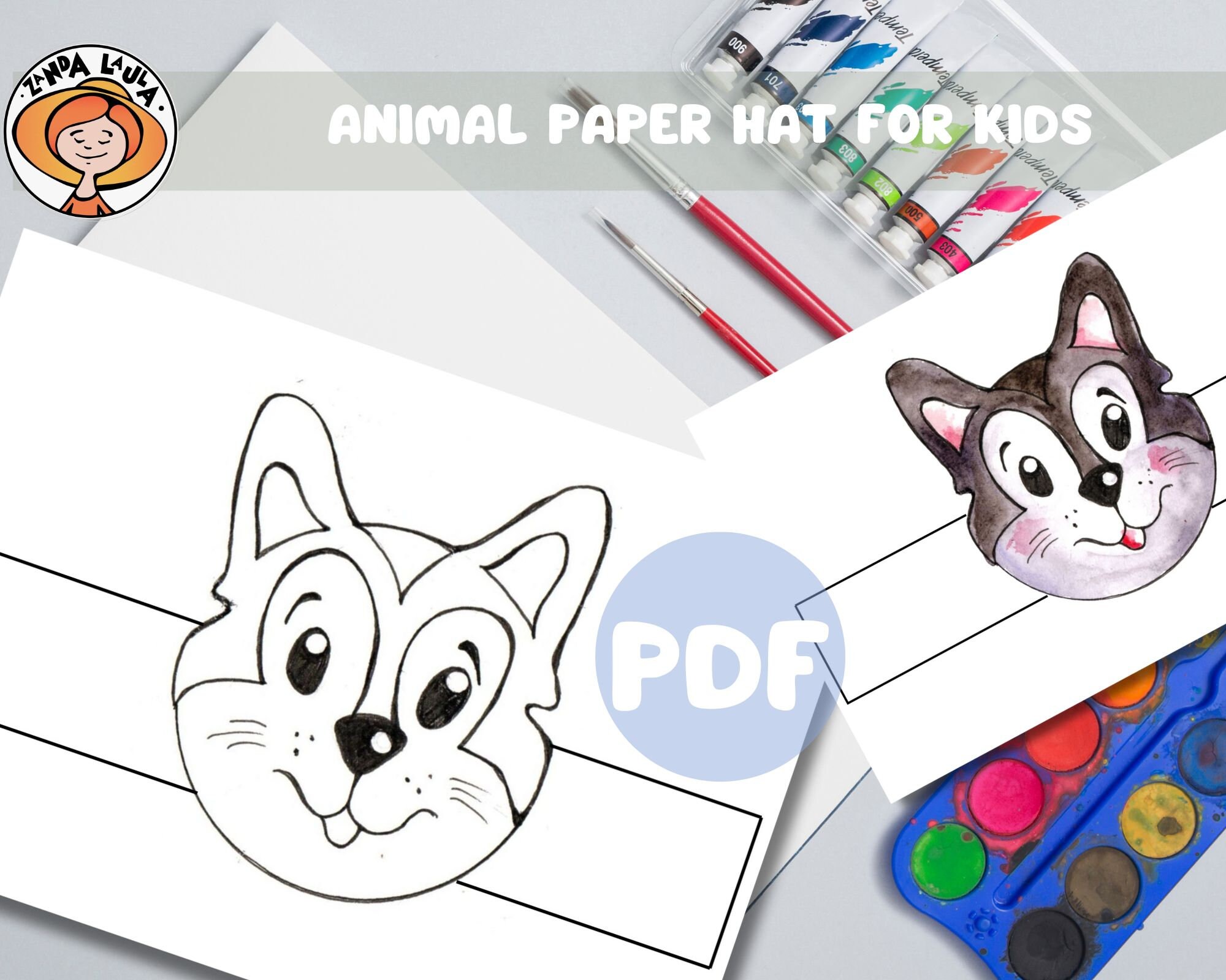 Coloring Paper Crown, 15 Animal Paper Hat for Kids, Printable Mask ...