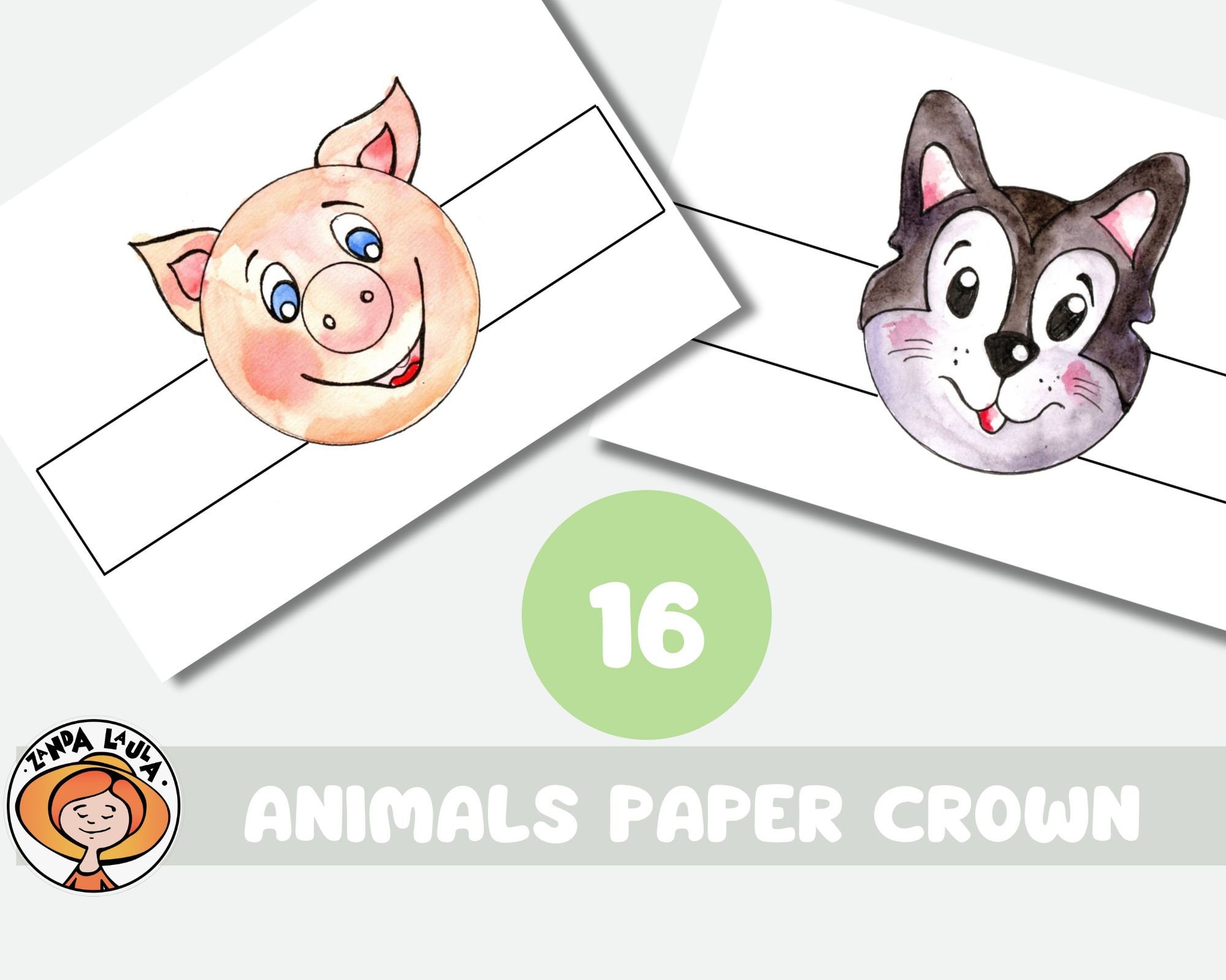 16 Animal Paper Hat for Kids, Paper Crown, Printable Mask, Activities ...