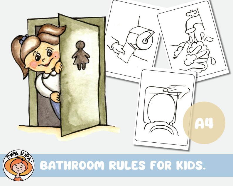 Bathroom Rules Printable: Kids Restroom Routine Poster (digital ...