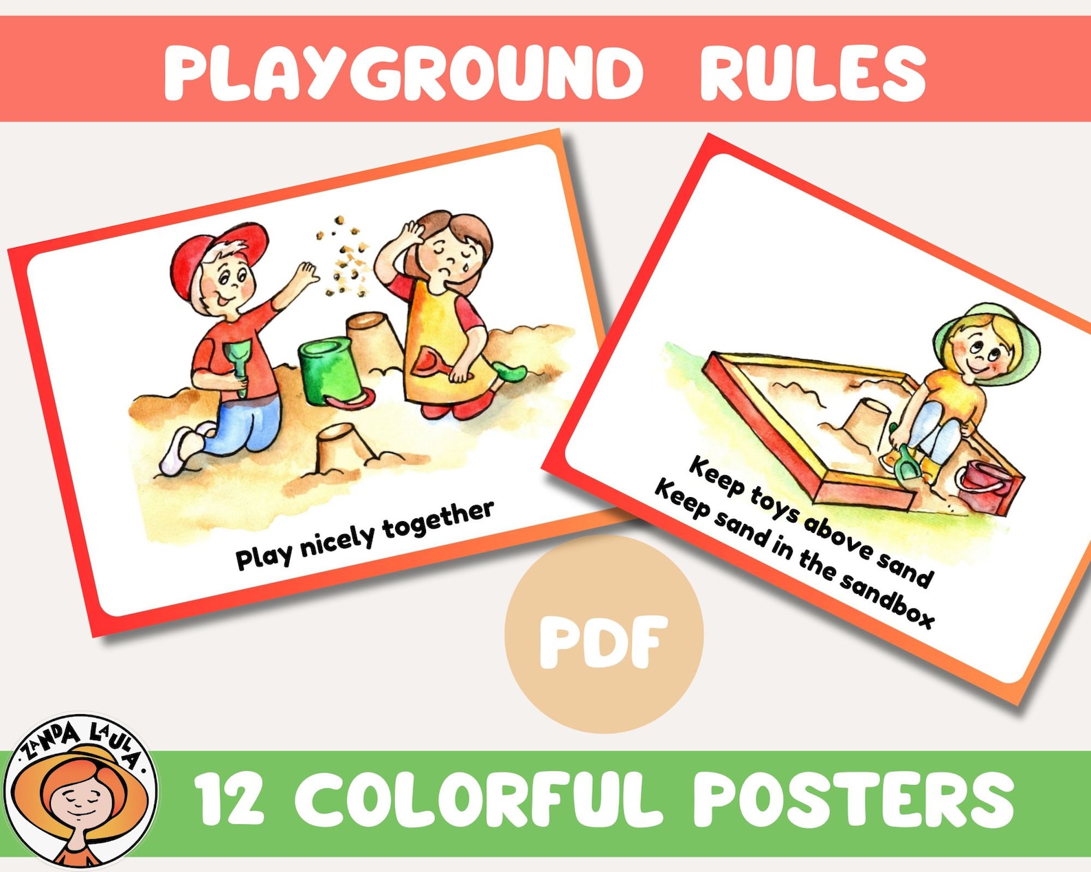 Playground Safety Rules Posters for Kids, Printable Kids Play Rules ...