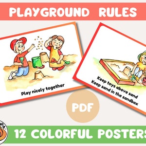 Playground Safety Rules Posters for Kids, Printable Kids Play Rules ...