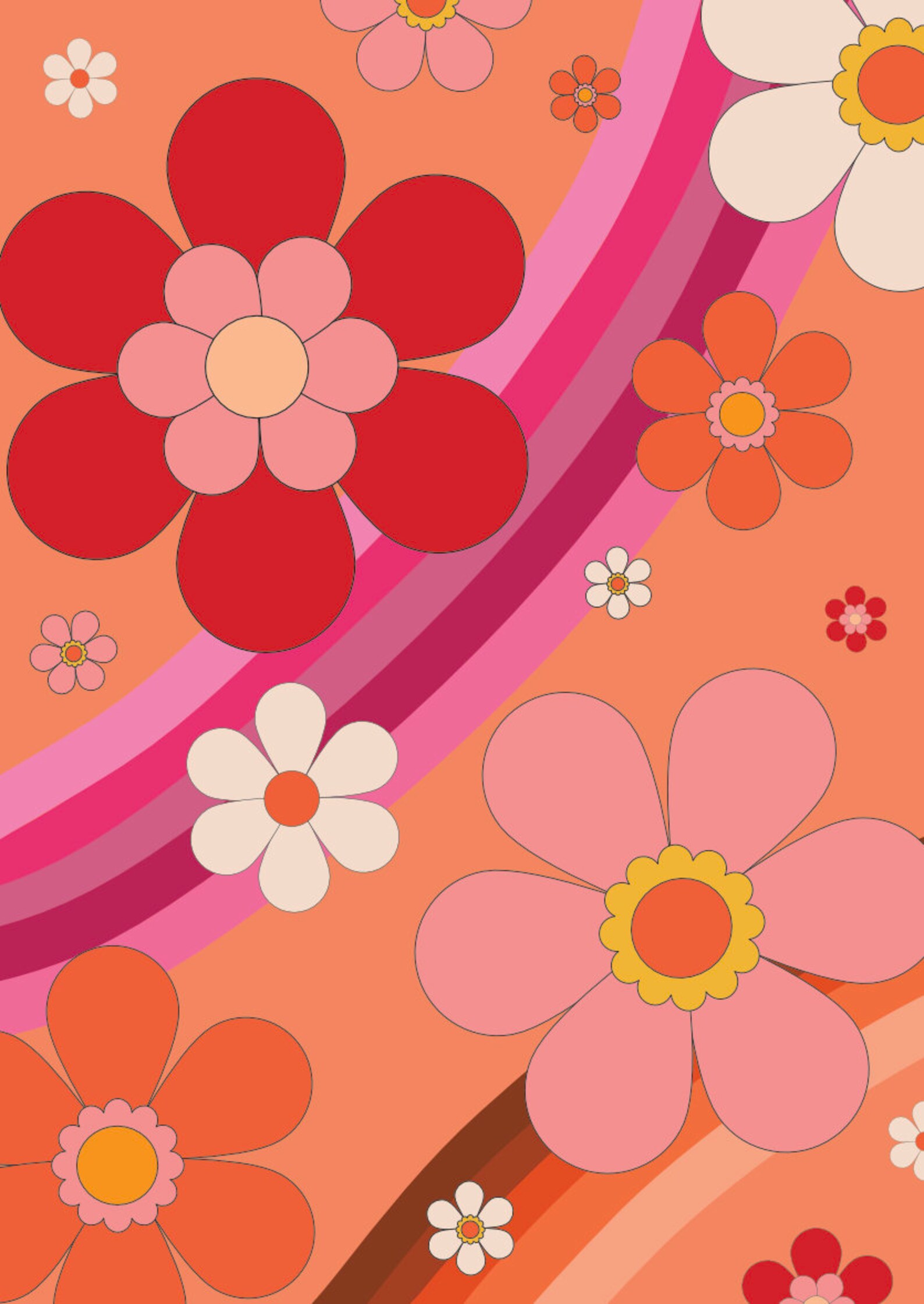 70s Flower Power Wall Art, 70s Wall Decor, 70s Art, 70s Retro Poster ...