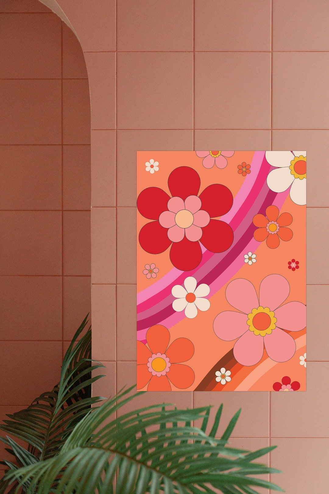 70s Flower Power Wall Art, 70s Wall Decor, 70s Art, 70s Retro Poster ...