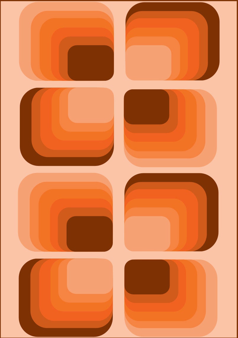 70s Squares, Midcentury Modern, 70s Retro Minimalistic Wall Art, Retro ...