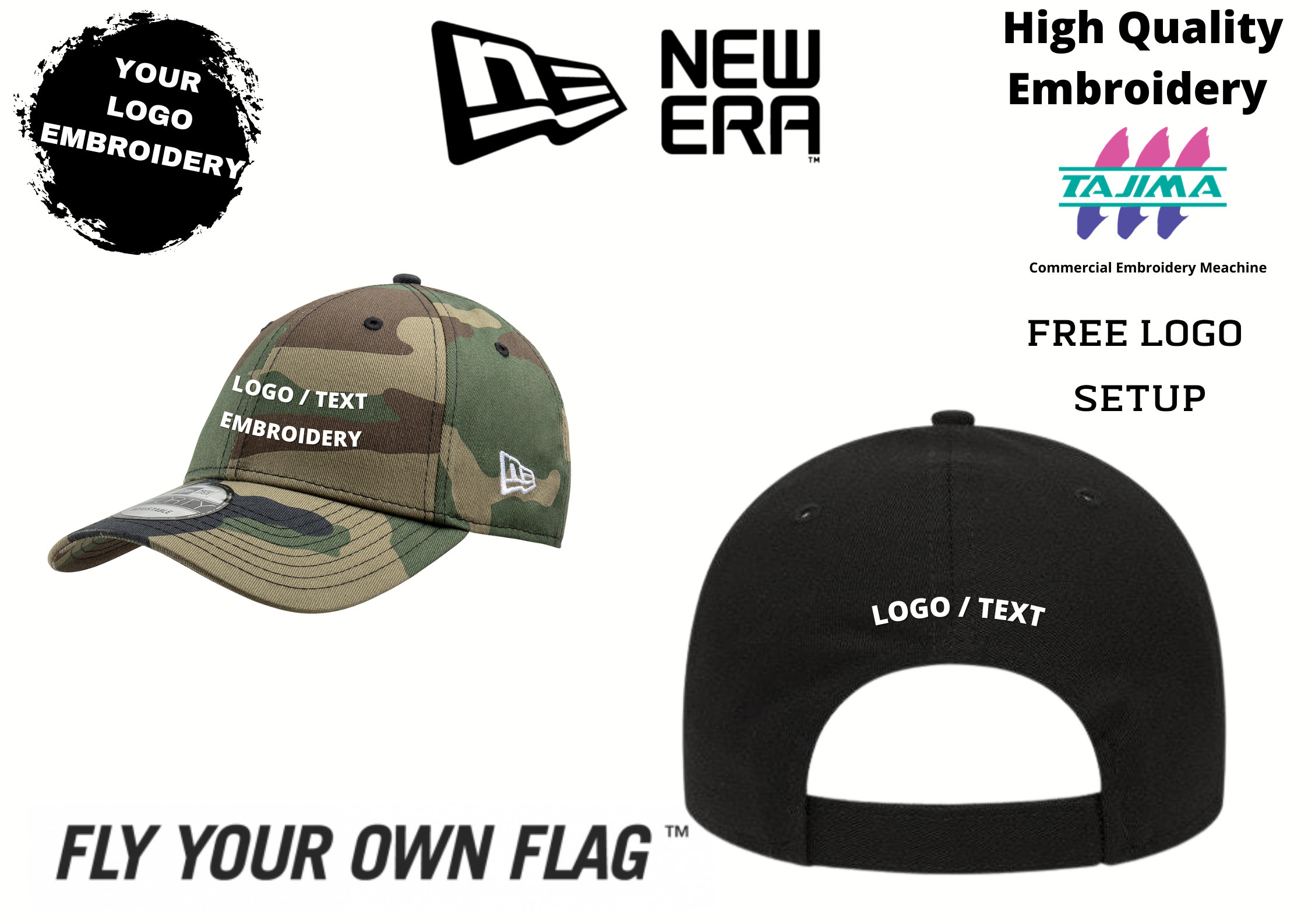 Custom Embroidered New Era/new Era Custom Logo Text Stitching - Etsy