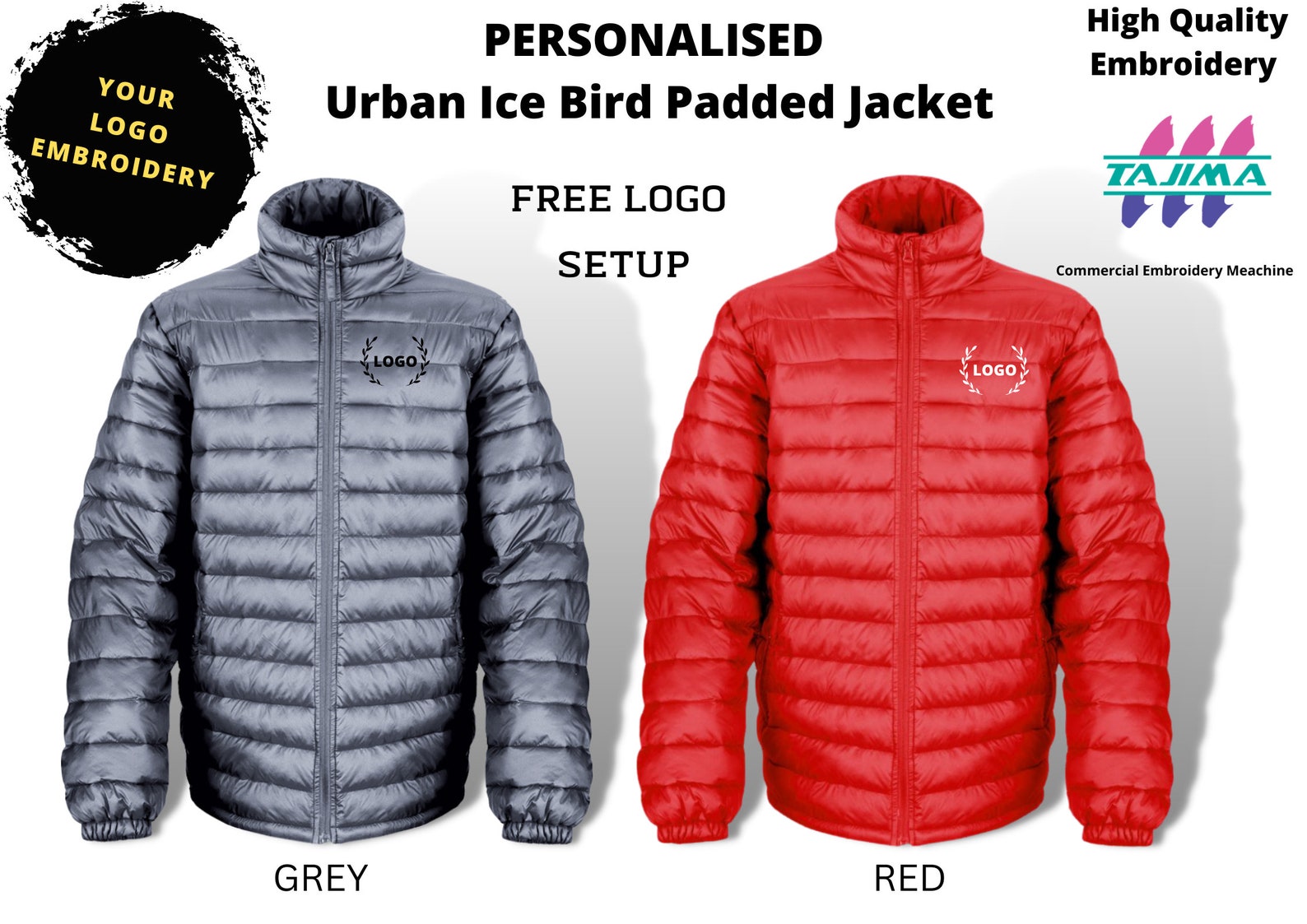 Personalised Puffer Jacket Custom Embroidered Jacket logo - Etsy