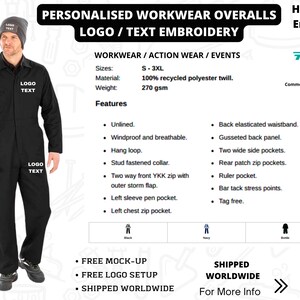 Personalised Overalls- Personalised Coveralls- Workwear-logo Embroidery ...
