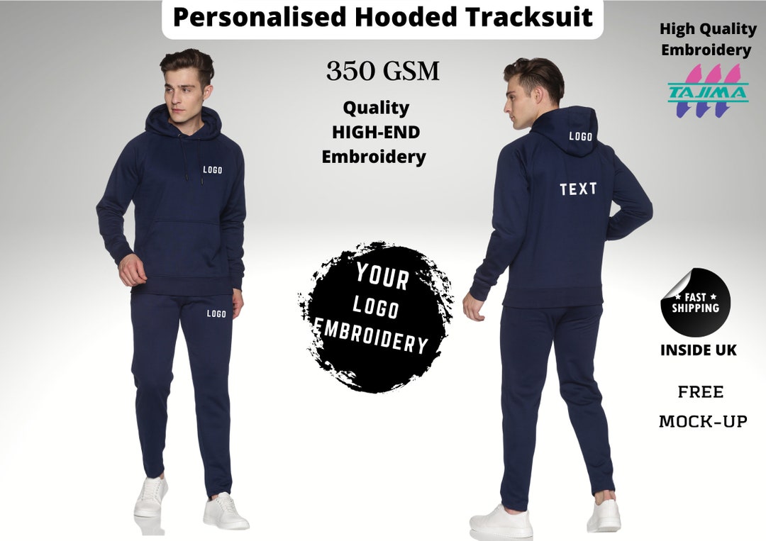 Adult Unisex 2 Piece Personalised Tracksuit, Logo /text on Tracksuits ...