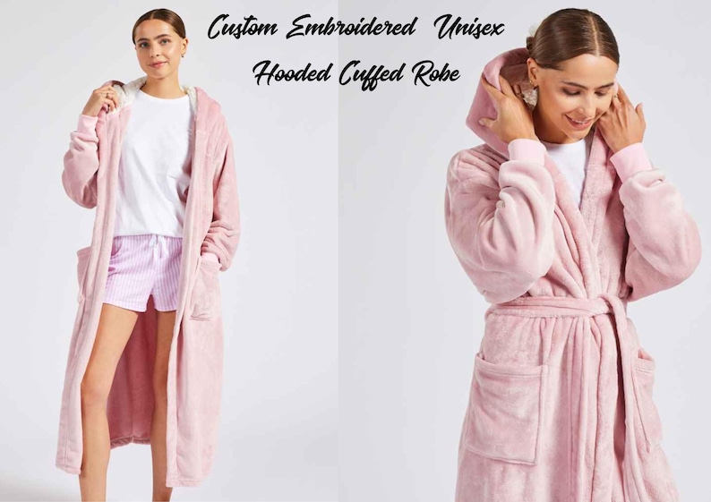 Personalised Plush Bathrobe for Men, Women, Custom Name Embroidered ...