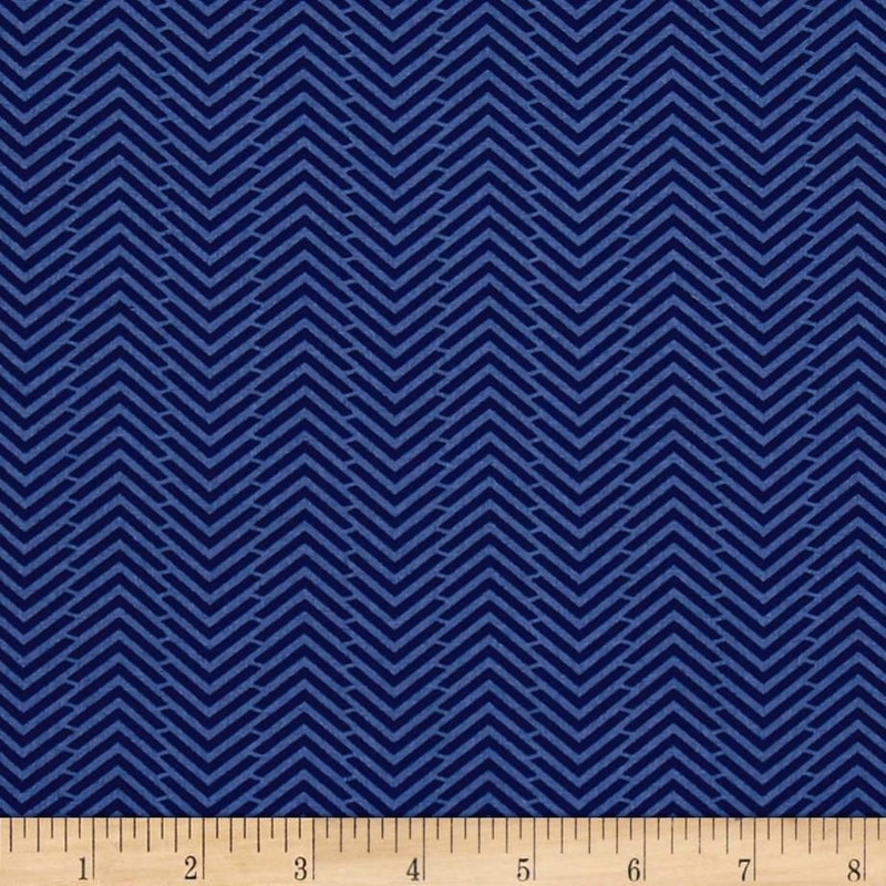 Blue Chevron Fabric - Etsy