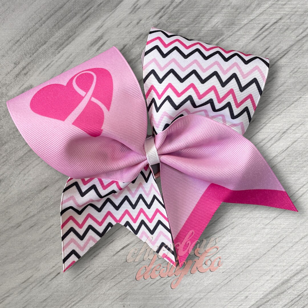 Breast Cancer Cheer Bow, Sublimated Youth Hair Bow, Cancer Awareness ...