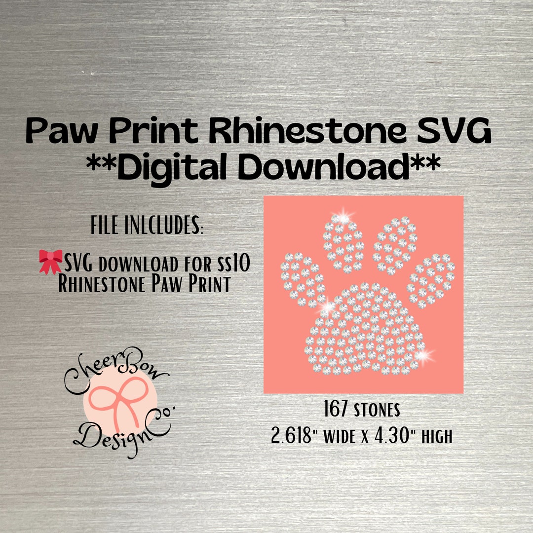 Paw Print Rhinestone Template SVG Cut File Instant Digital - Etsy