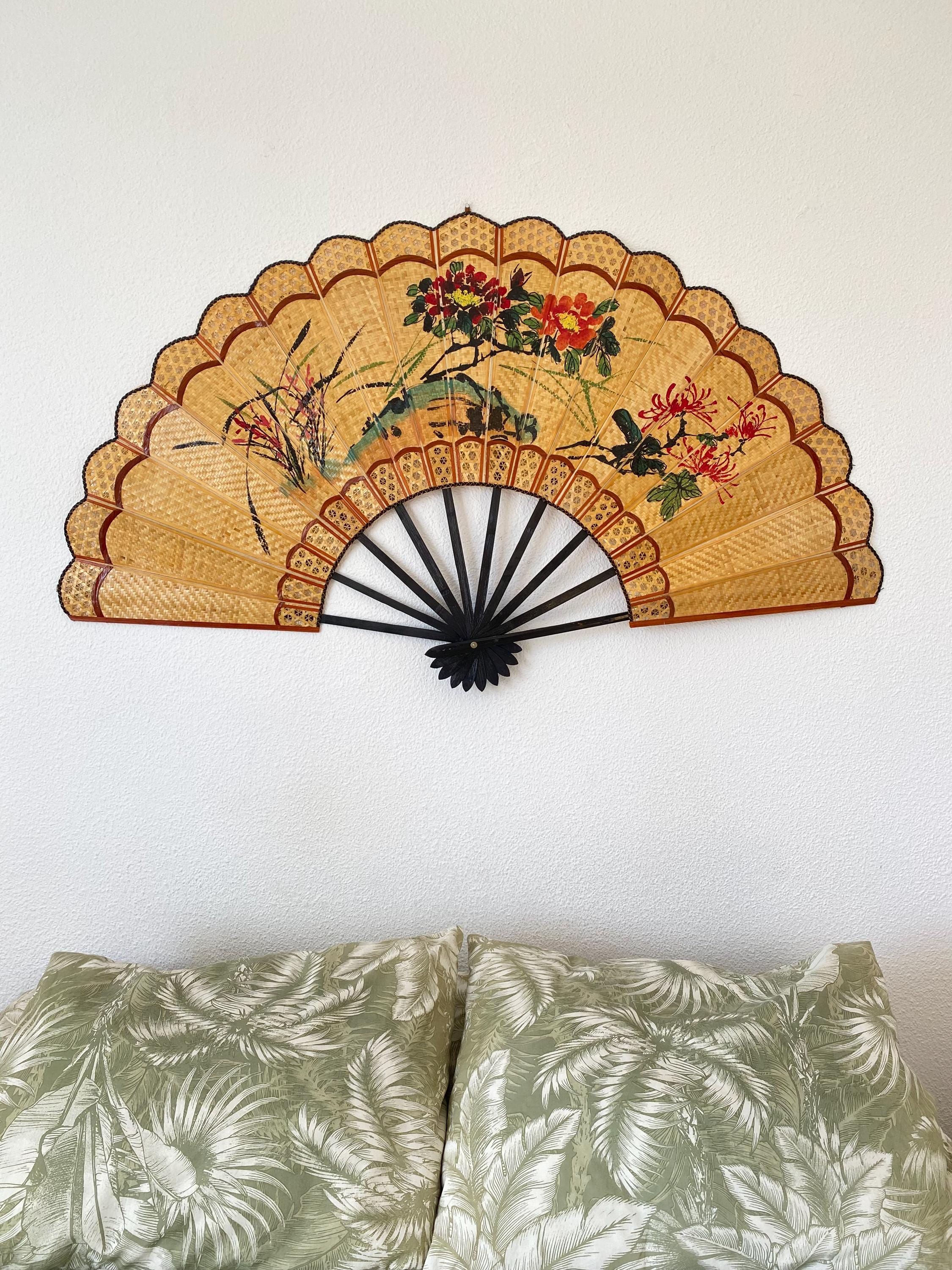 Vintage Large Decorative Bamboo Wall Fan – Boho, Japandi -asian Style ...