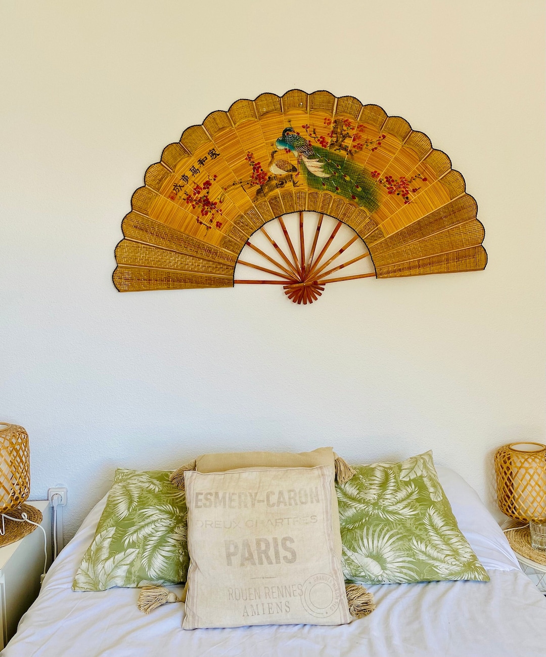 Vintage Large Decorative Bamboo Wall Fan – Boho, Japandi - Asian Style ...