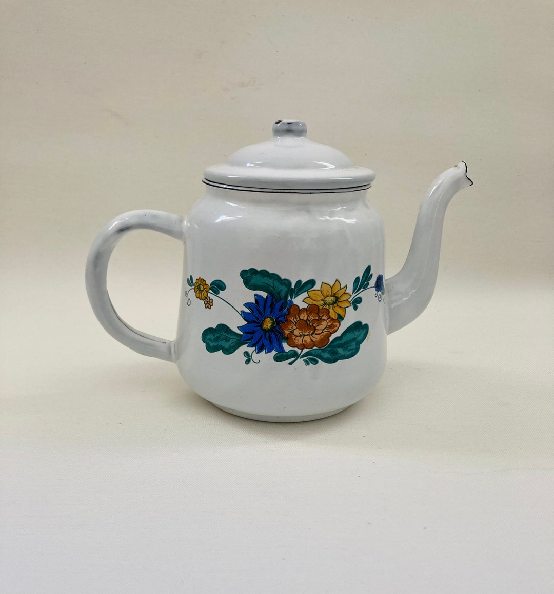 Vintage Enameled Teapot From the 70s - Etsy