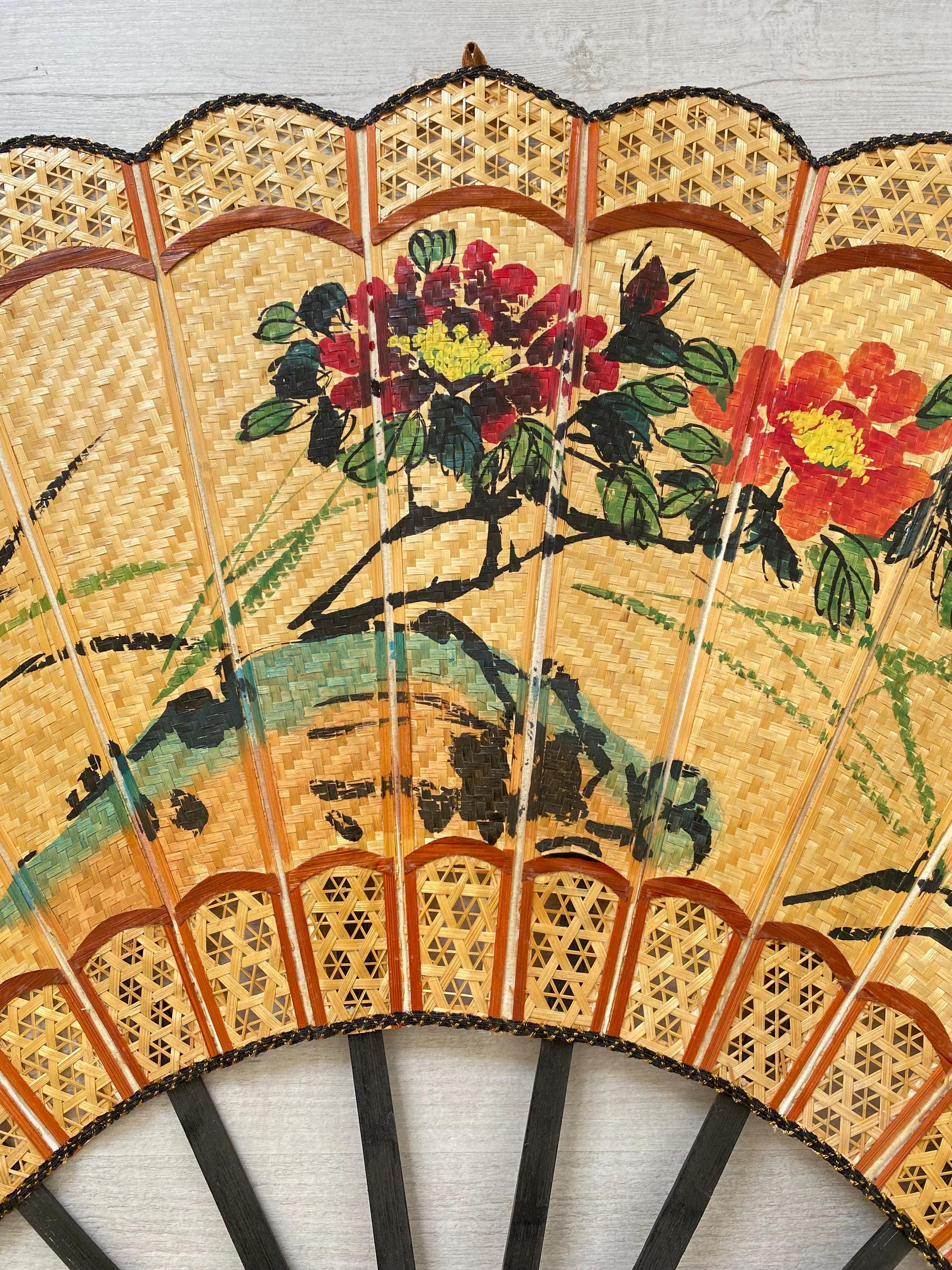 Vintage Large Decorative Bamboo Wall Fan – Boho, Japandi -asian Style ...