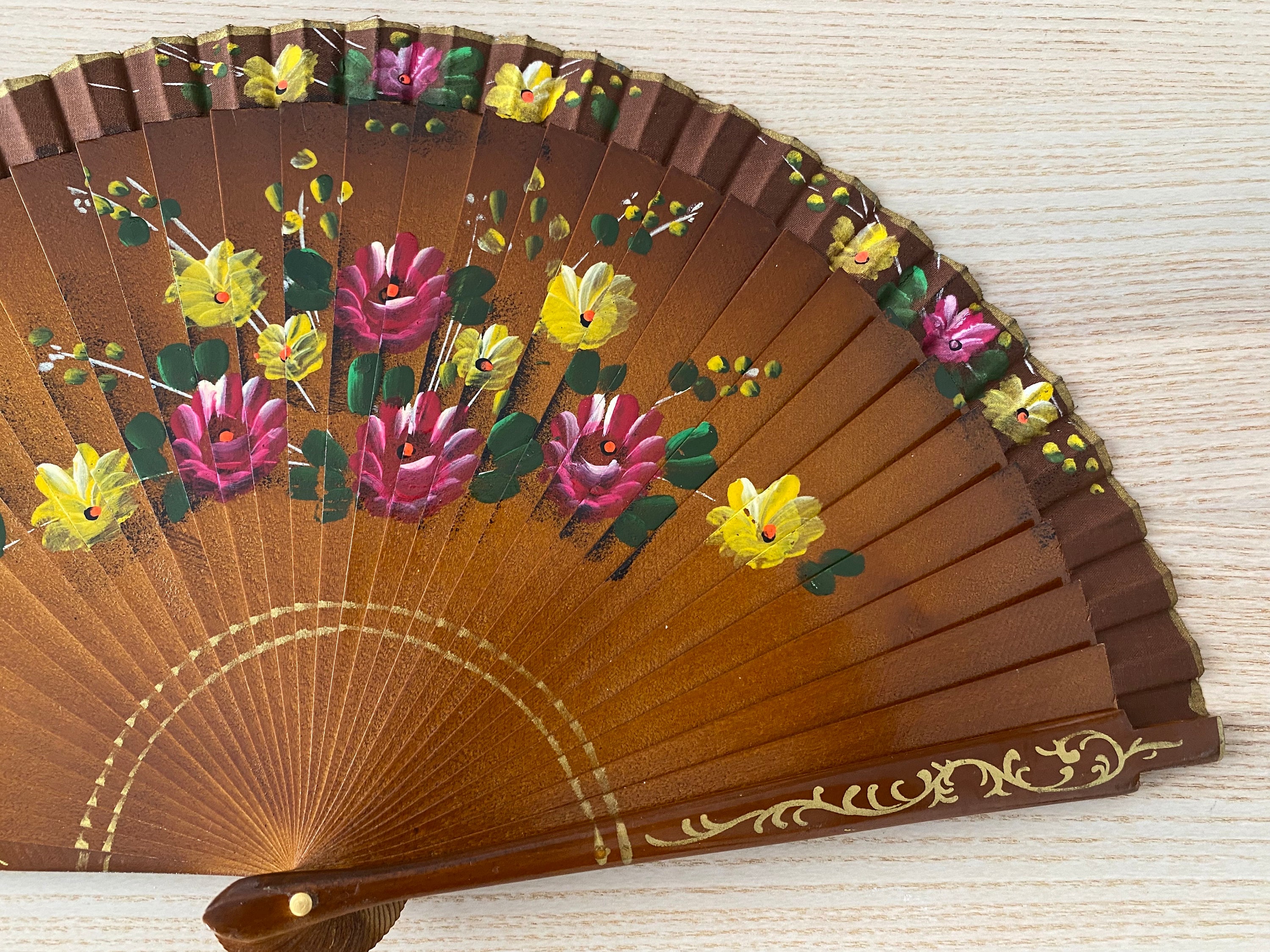 Spanish Hand Fan /made in Wood and Fabric-vintage Spanish Fan - Etsy