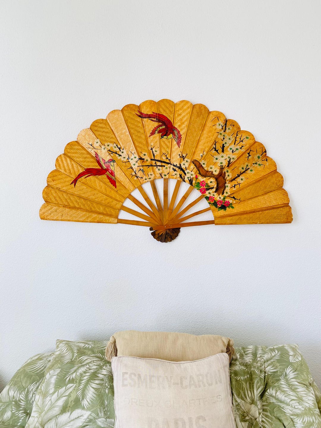 Vintage Wicker Wall Fan | Bamboo Decor | Wicker Decor | Unique Wall Art ...