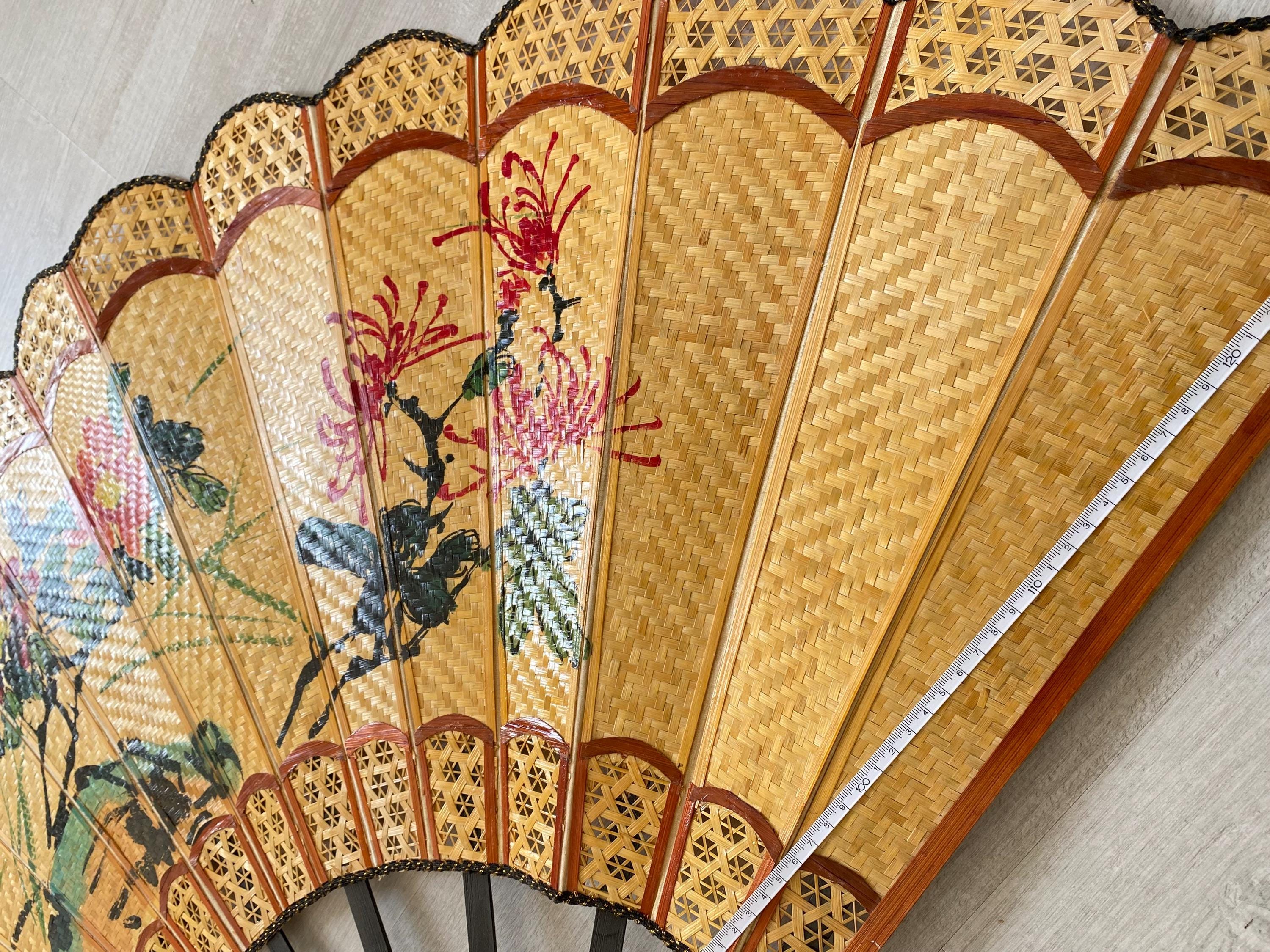 Vintage Large Decorative Bamboo Wall Fan – Boho, Japandi -asian Style ...