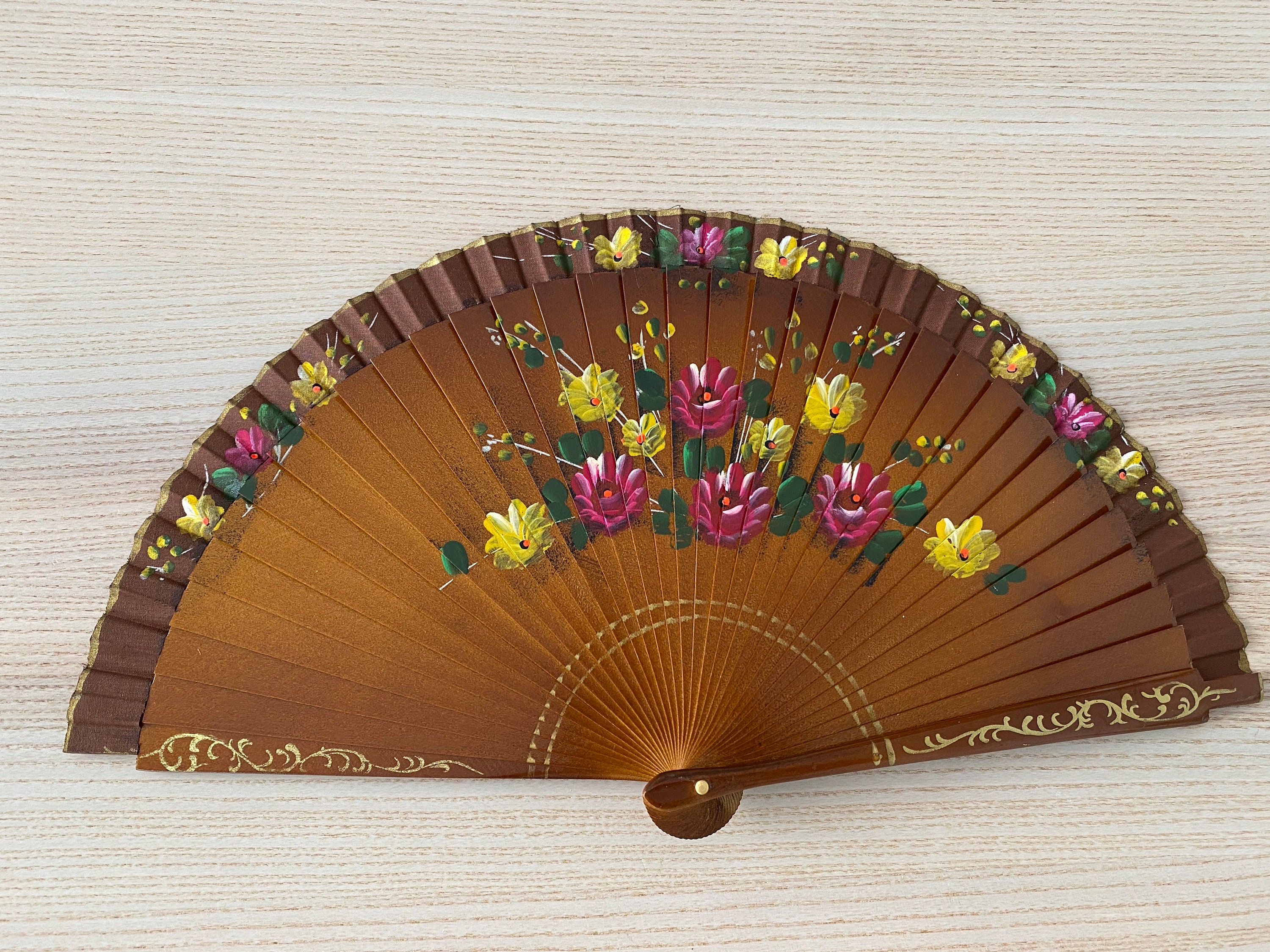 Spanish Hand Fan /made in Wood and Fabric-vintage Spanish Fan - Etsy