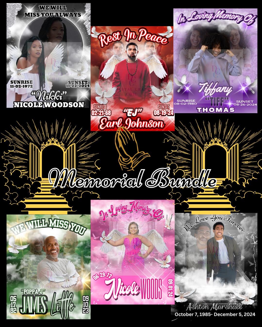 6-piece Memorial PNG Bundle | Transparent Background Digital Files ...