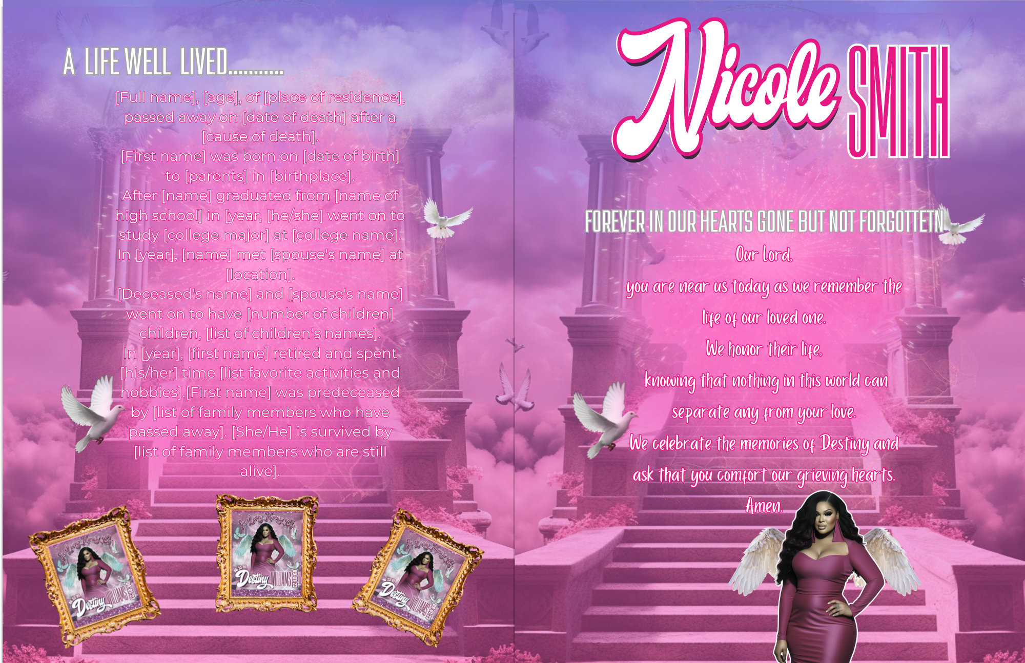 Canva Editable Obituary Design Template - Etsy