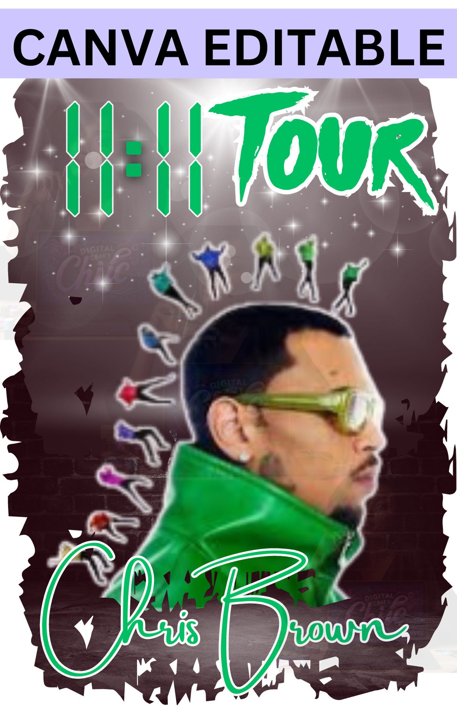 Chris Brown 11:11 Tour PNG Canva Editable - Etsy