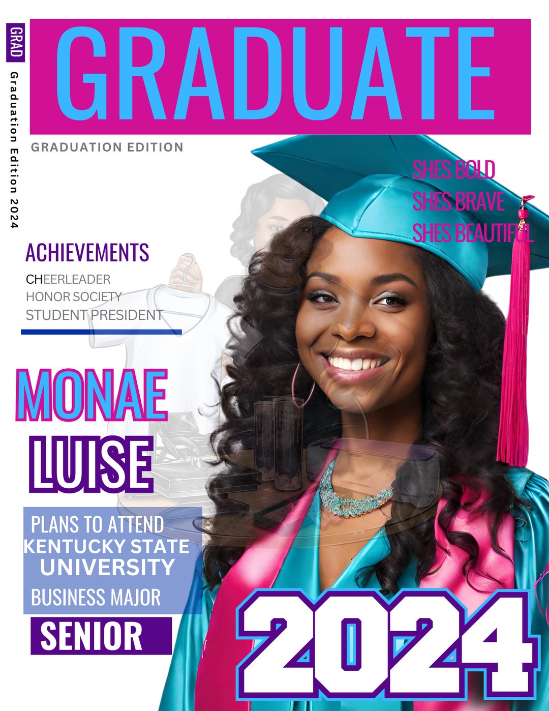 Editable Grad Magazine Template for Canva - Etsy