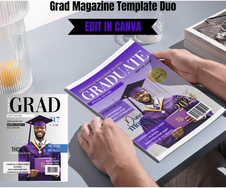 Editable Grad Magazine Template for Canva - Etsy