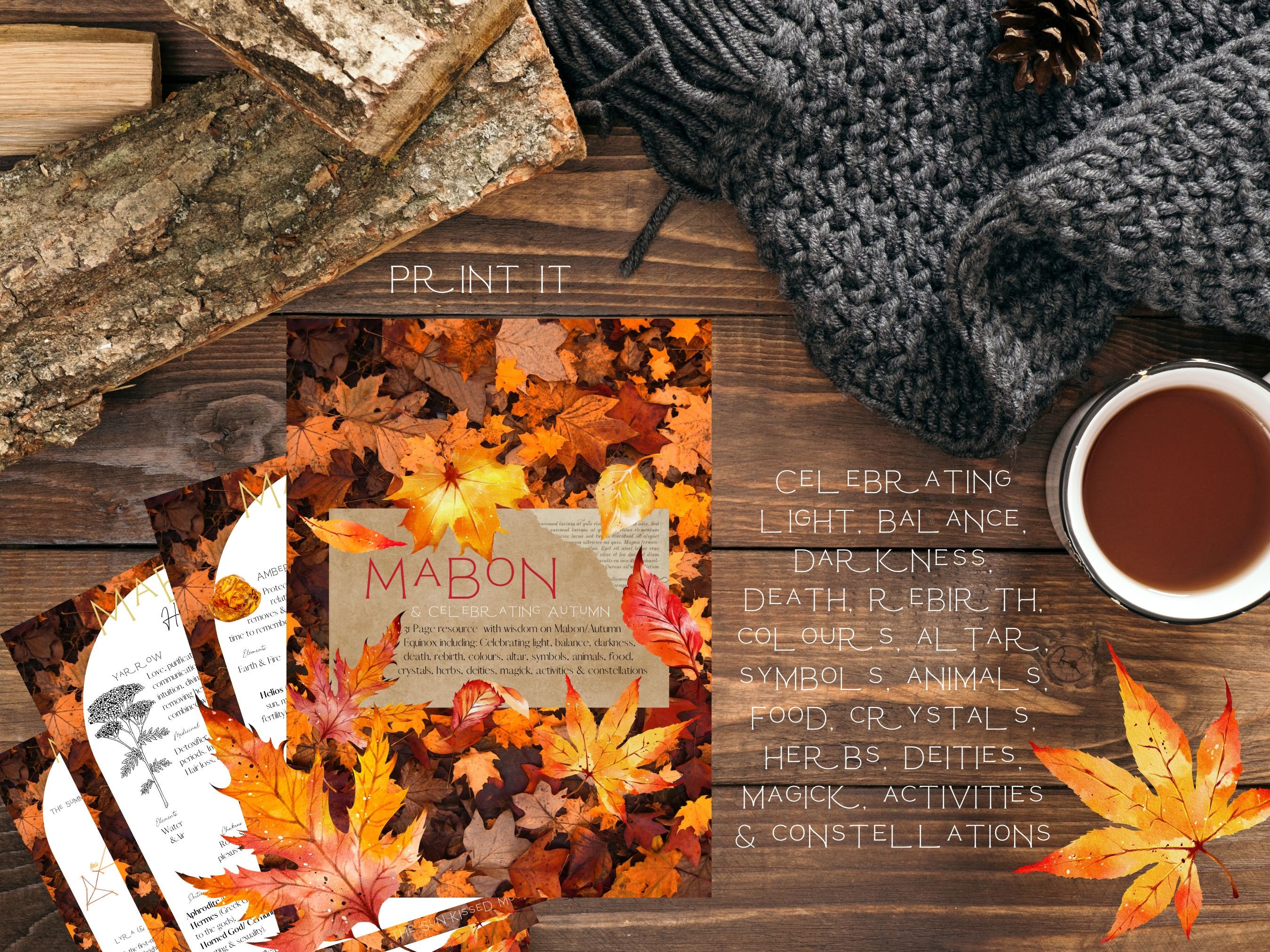 Mabon Wiccan Sabbat Autumn Equinox Book Grimoire Pages - Etsy