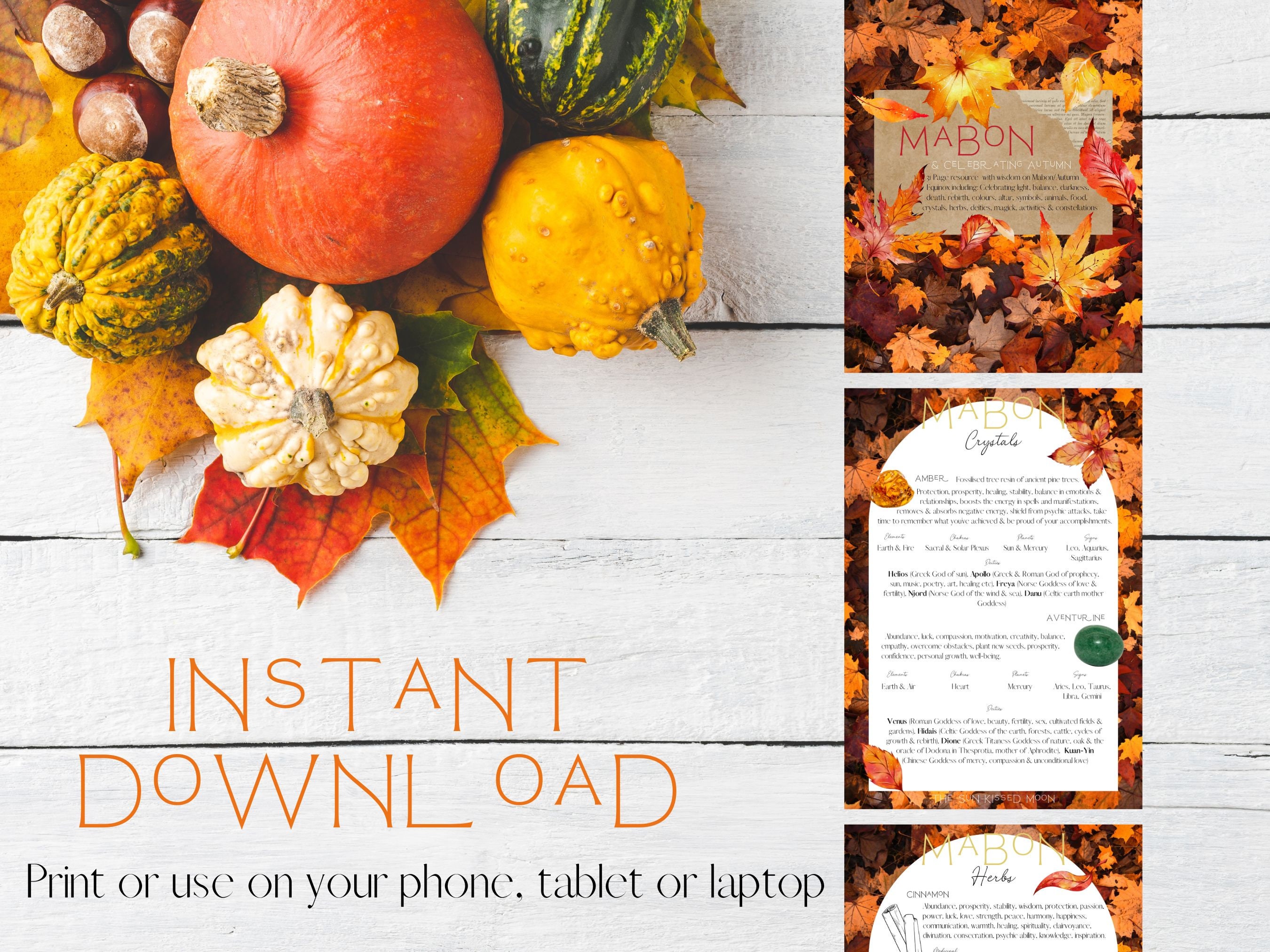 Mabon Wiccan Sabbat Autumn Equinox Book Grimoire Pages - Etsy