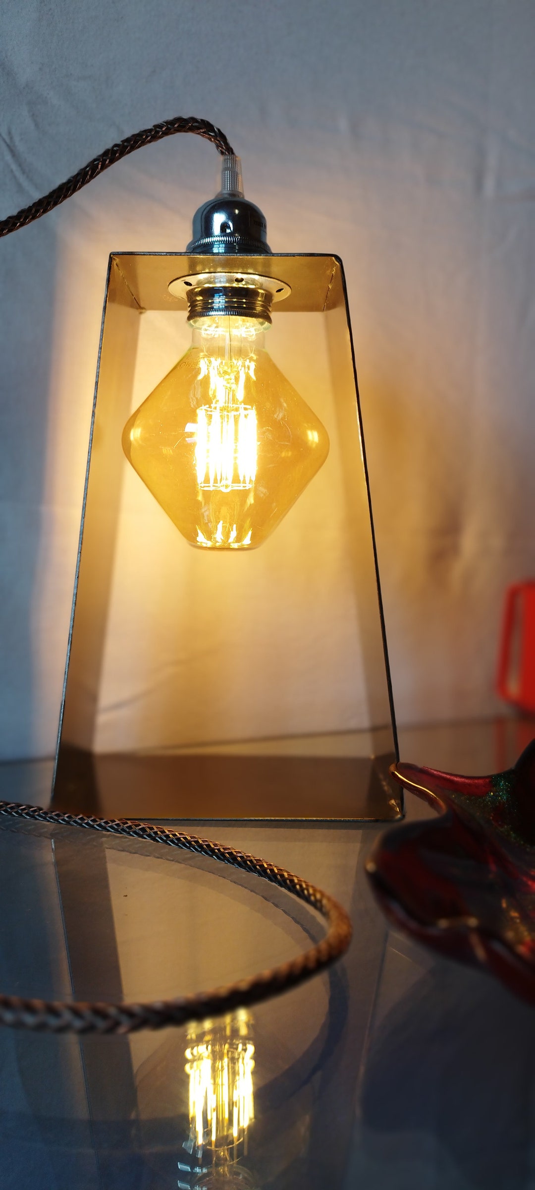 Handcrafted Trapezoidal Iron Table Lamp for Reading or Atmosphere ...