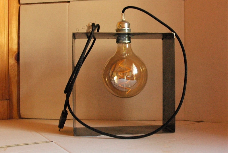 Minimalist, Handcrafted Square Iron Lamp for Bedside Table, Coffee ...