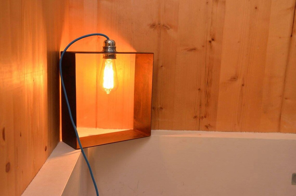Minimalist, Handcrafted Square Iron Lamp for Bedside Table, Coffee ...