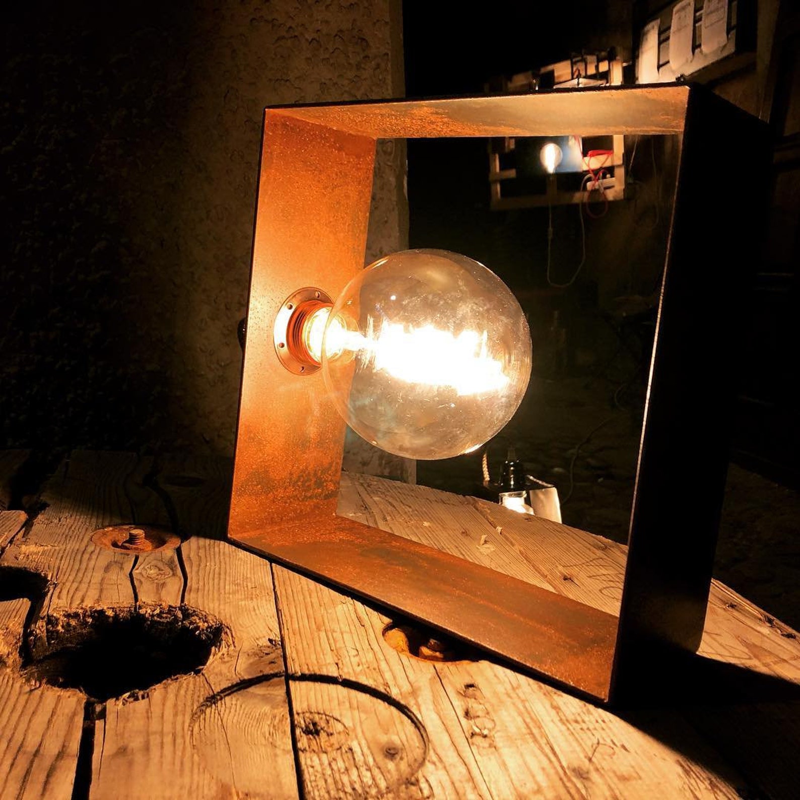 Minimalist, Handcrafted Square Iron Lamp for Bedside Table, Coffee ...