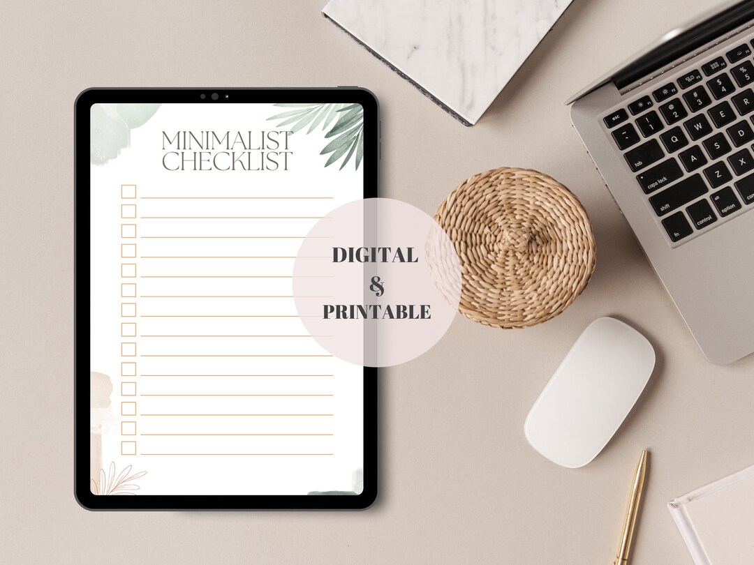 Minimalist Checklist Planner, Daily Organizer (digital Printable) - Etsy