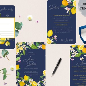 Italian Wedding Invitation Set Template Lemon Portofino Invites Bundle ...