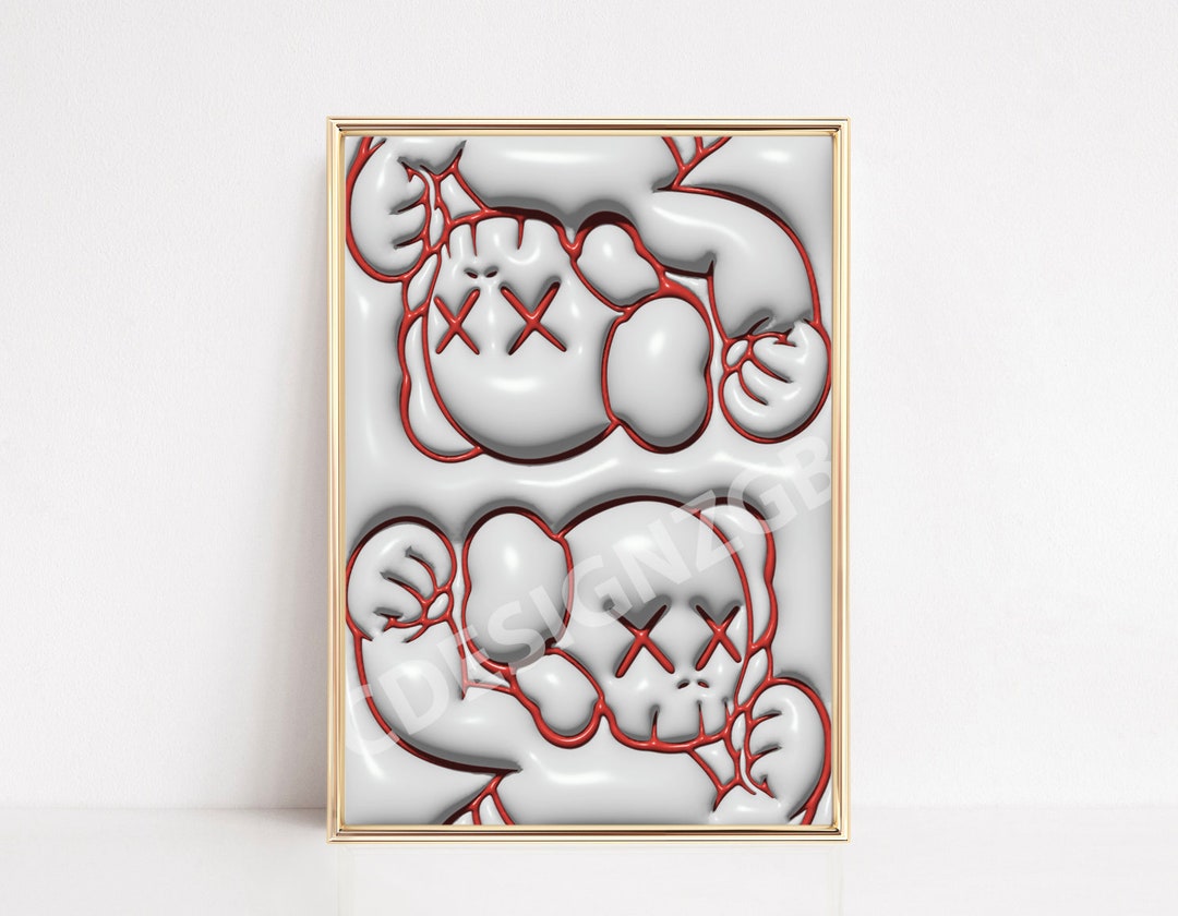 Kaws Hypebeast Bearbrick Inspired Streetwear Y2k Wall Art Puffy 3D ...