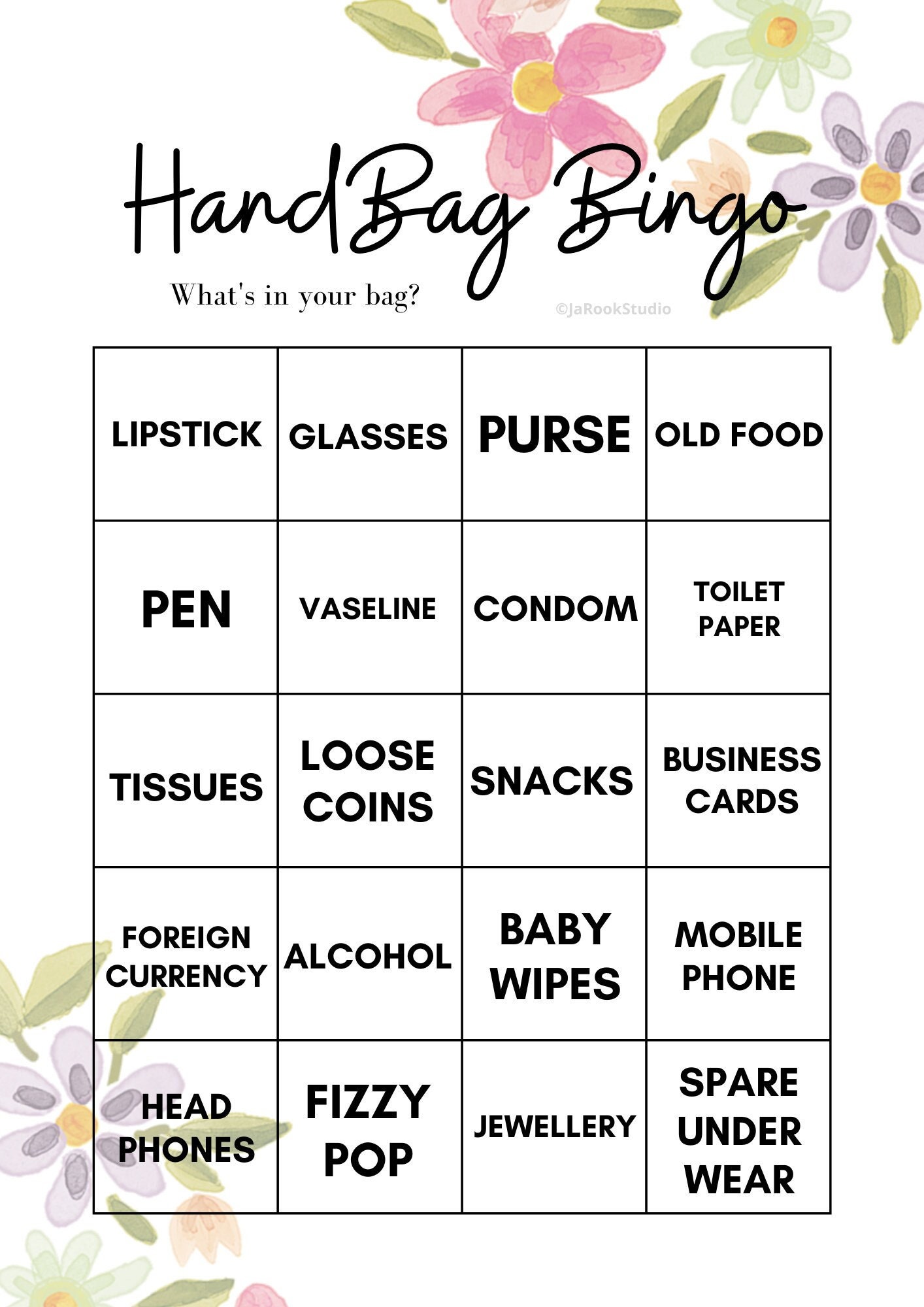 Handbag Bingo | Party Game | Bingo Party Game | Hen Party Game - Etsy