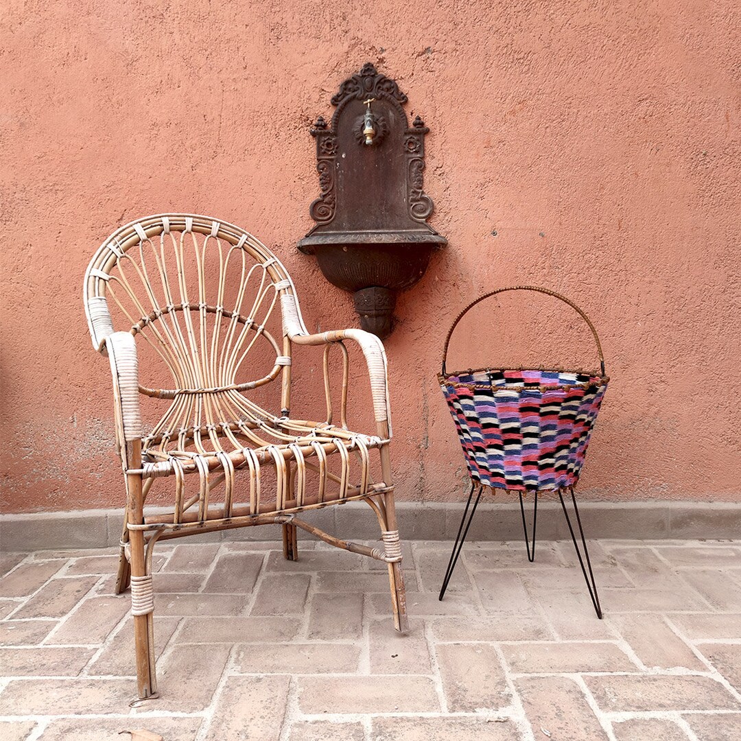 Upcycled Handwoven Rattan Round Basket | Ready to Ship | Upcycle ...