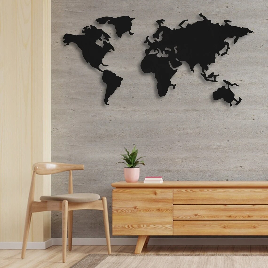 Large Metal World Map Metal World Map Continents Metal Wall - Etsy
