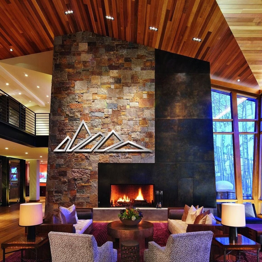 Mountain Metal Wall Art, Hill Metal Decor, Large Mountain Decor, Above ...