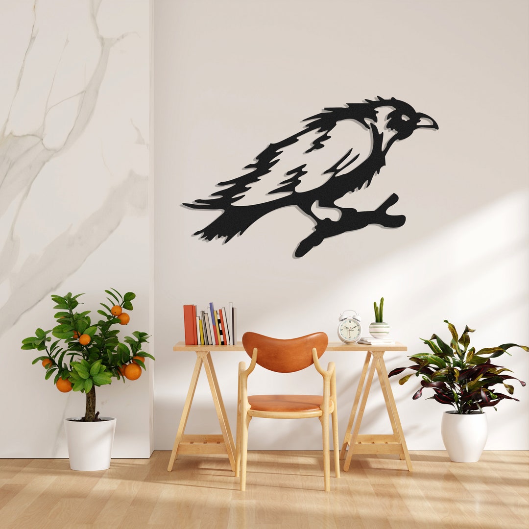 Raven Metal Wall Art Bird Metal Wall Decor Metal Crow Wall - Etsy