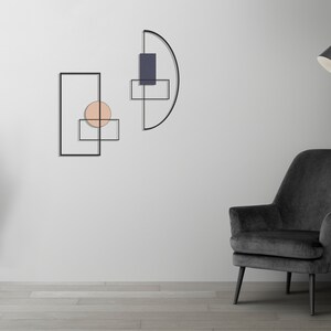 Colorful Metal Wall Decor, Modern Home Decor, Geometric Wall Art ...