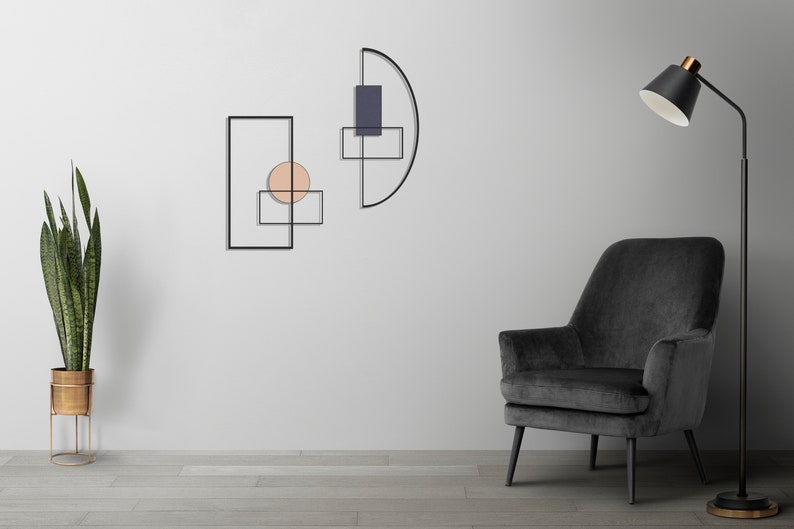 Colorful Metal Wall Decor Modern Home Decor Geometric Wall - Etsy