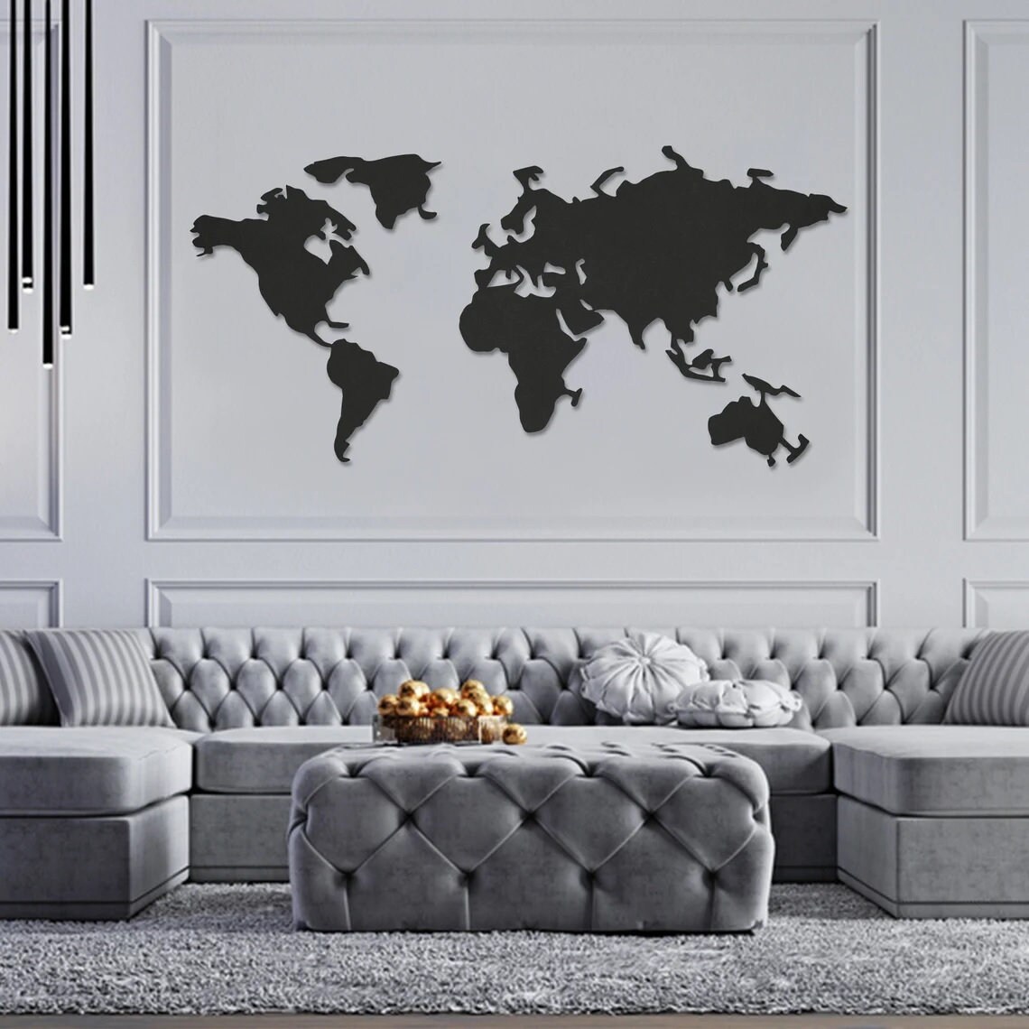 Large Metal World Map Metal World Map Continents Metal Wall - Etsy