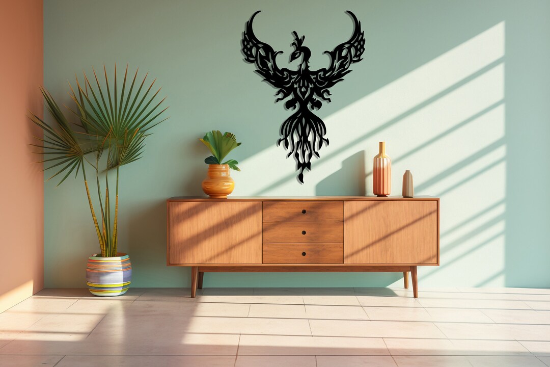 Phoenix Metal Wall Art, Legendary Bird of Kaf Mountain, Power Symbol ...