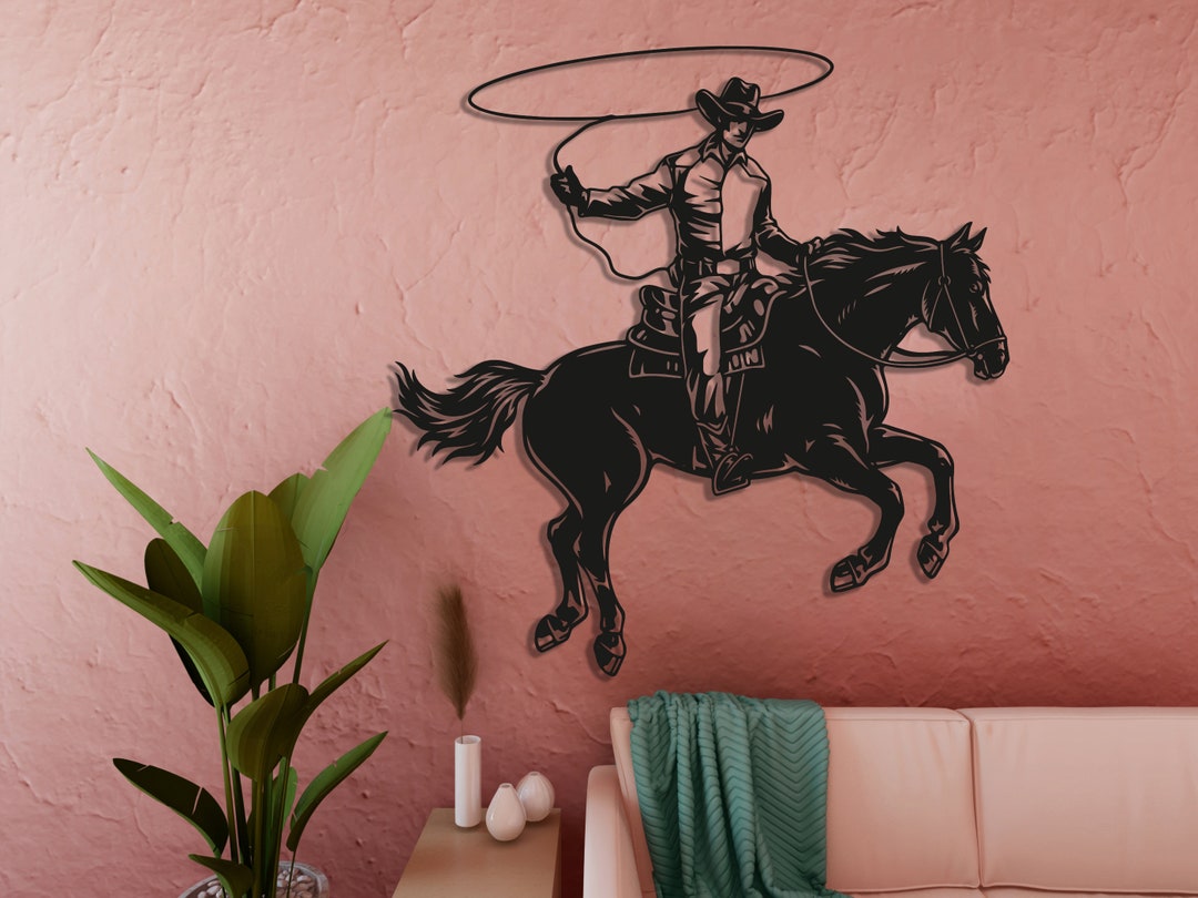 Cowboy Metal Wall Decor, Southwestern Decor, Housewarming Gift, Cowboy ...
