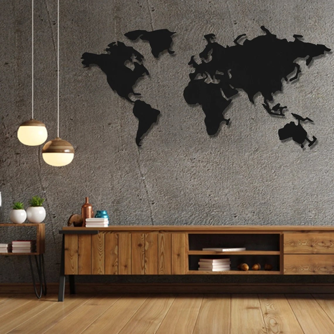 Large Metal World Map Metal World Map Continents Metal Wall - Etsy