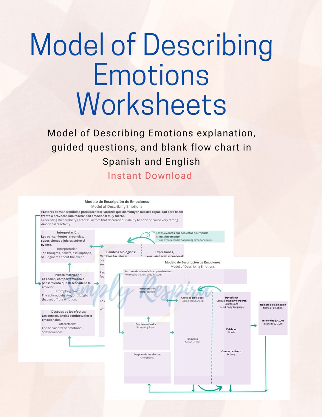 Bilingual (spanish/english) Model of Describing Emotions Printable ...